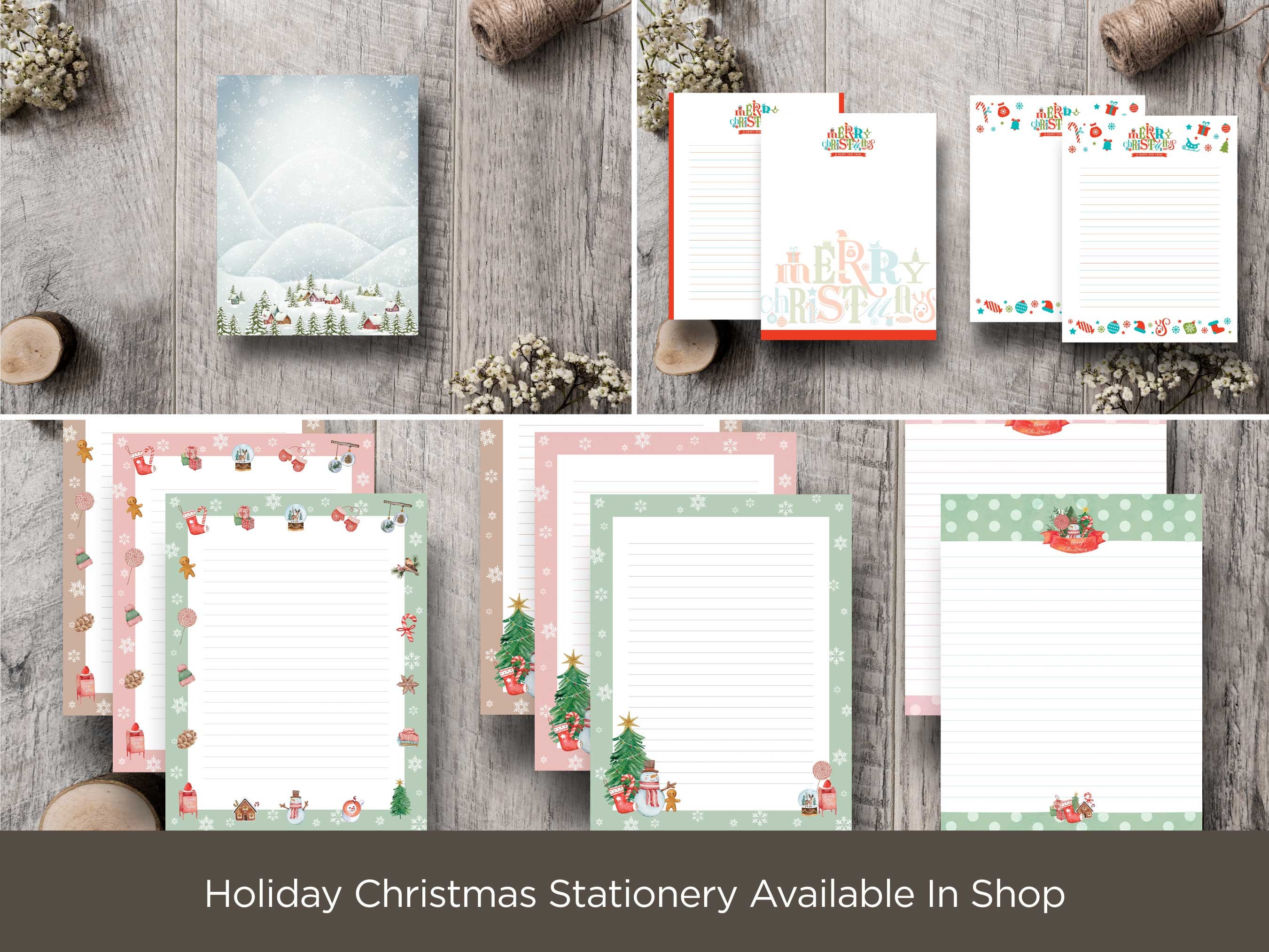 Printable Christmas Stationery Writing Paper,winter Stationary Writing ...