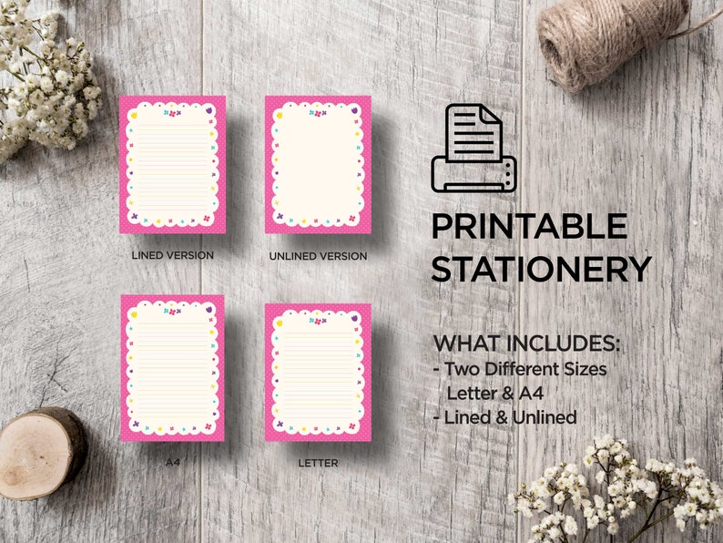 Cute Pink Downloadable Stationery, Notecards, Aesthetic Stationery ...