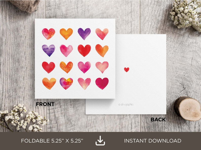 Printable Love Hearts Fathers Day Card,valentines Day Card,mothers Day ...