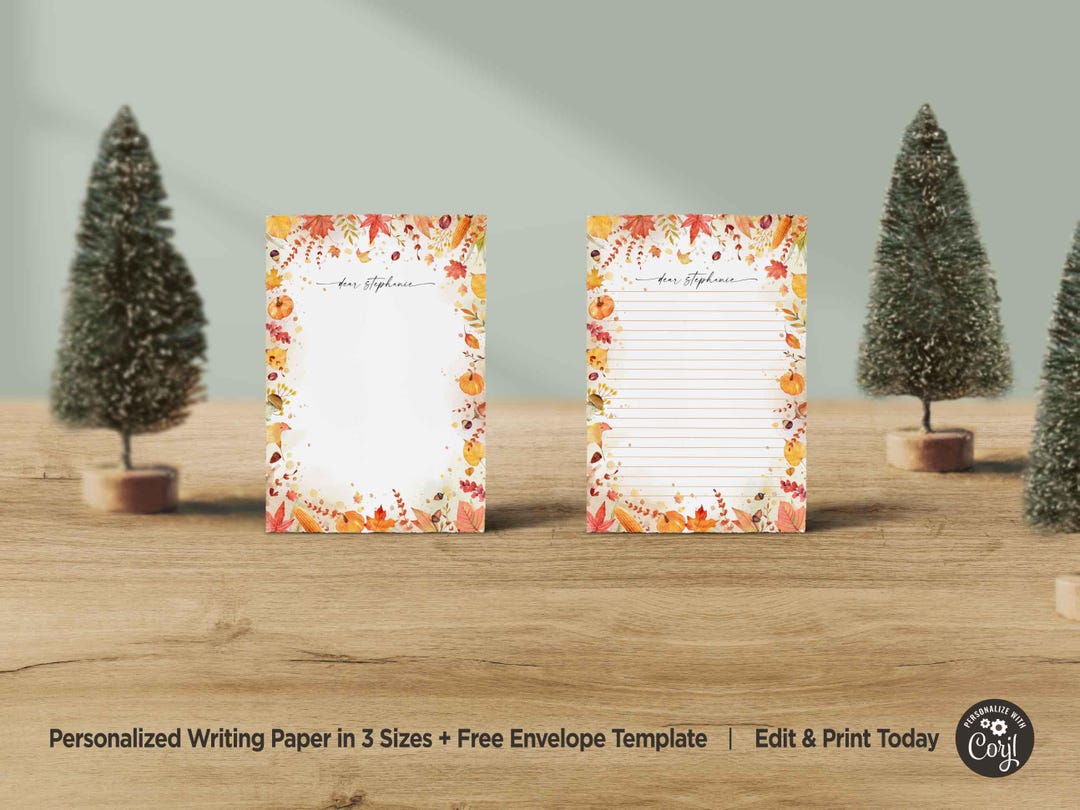 Fall Stationery: Autumn Leaves Writing Paper & Envelope (corjl Edit ...