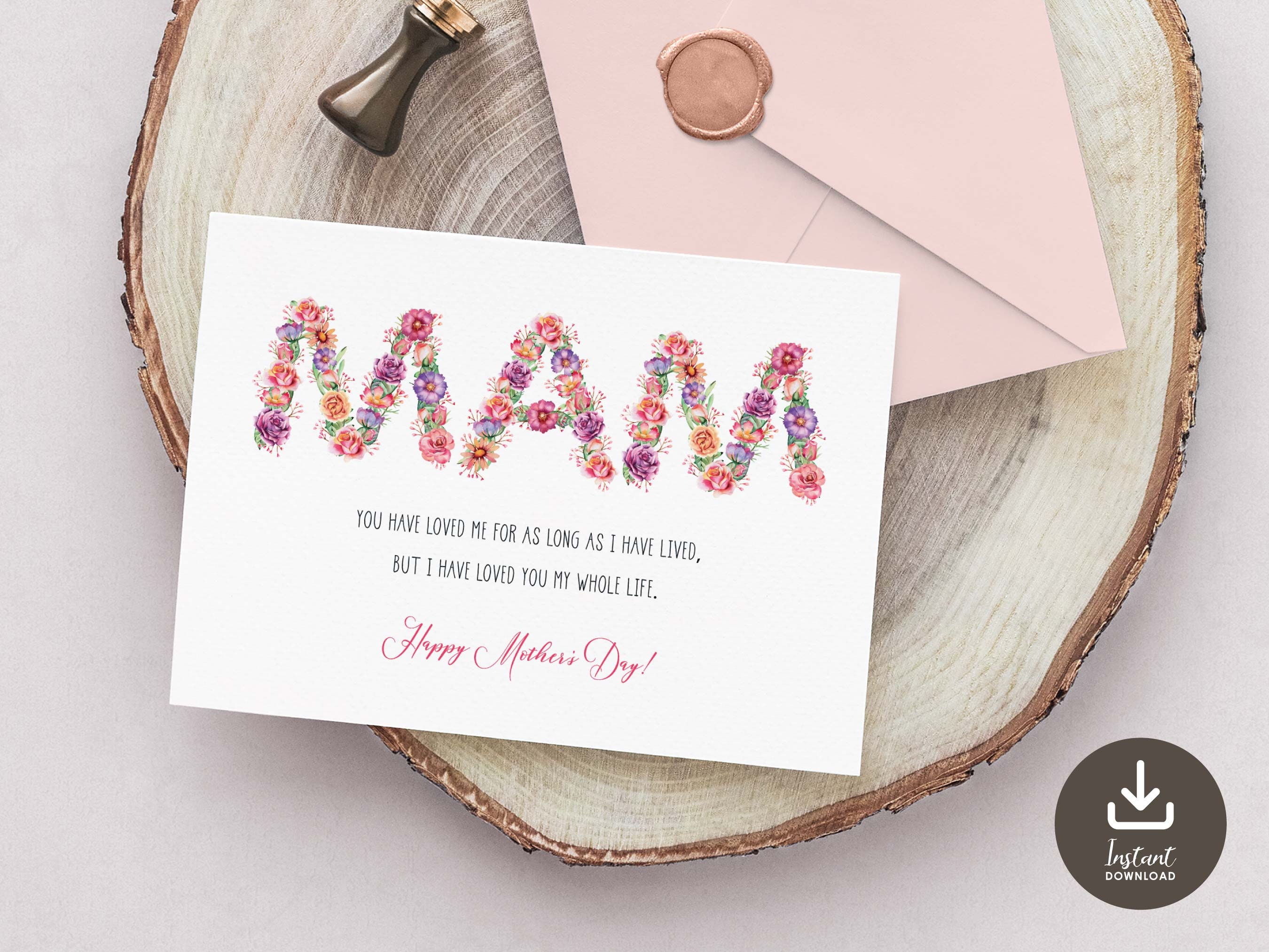 Floral Happy Mothers Day Mam Printable Card, Floral Mothers Day Mam ...