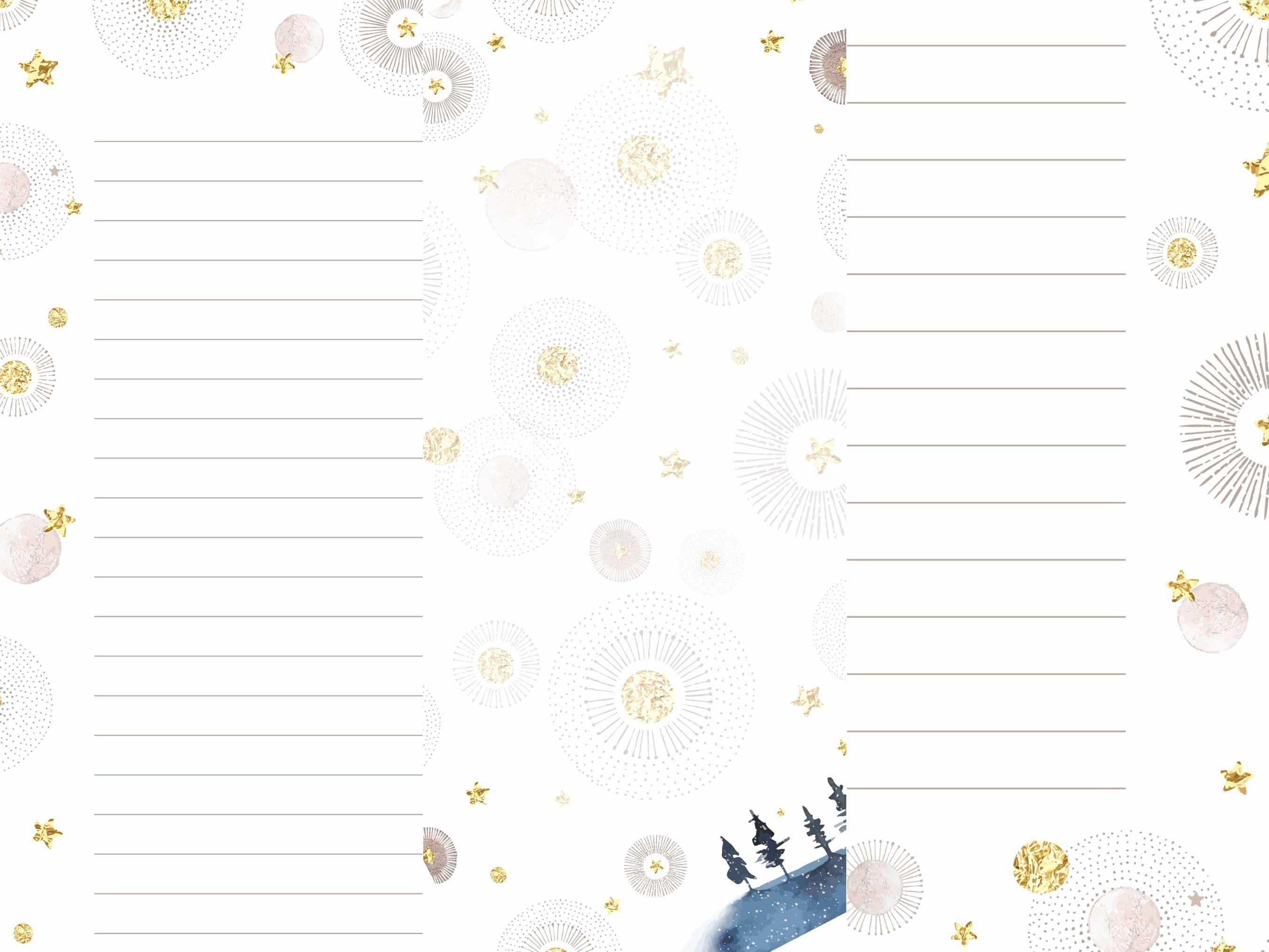 Printable Star Stationery Writing Paper,winter Stationary Writing Paper ...
