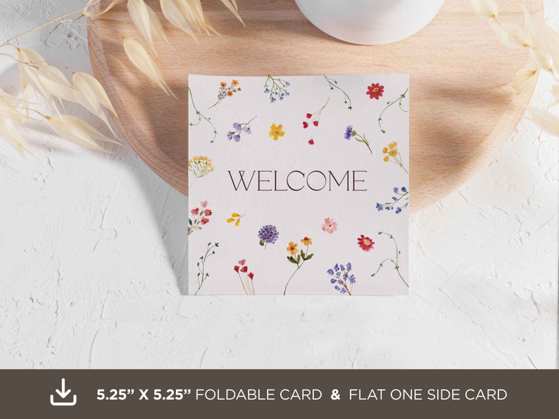 Wildflower Welcome Cards, Printable Wedding Welcome Card, Neighbor ...