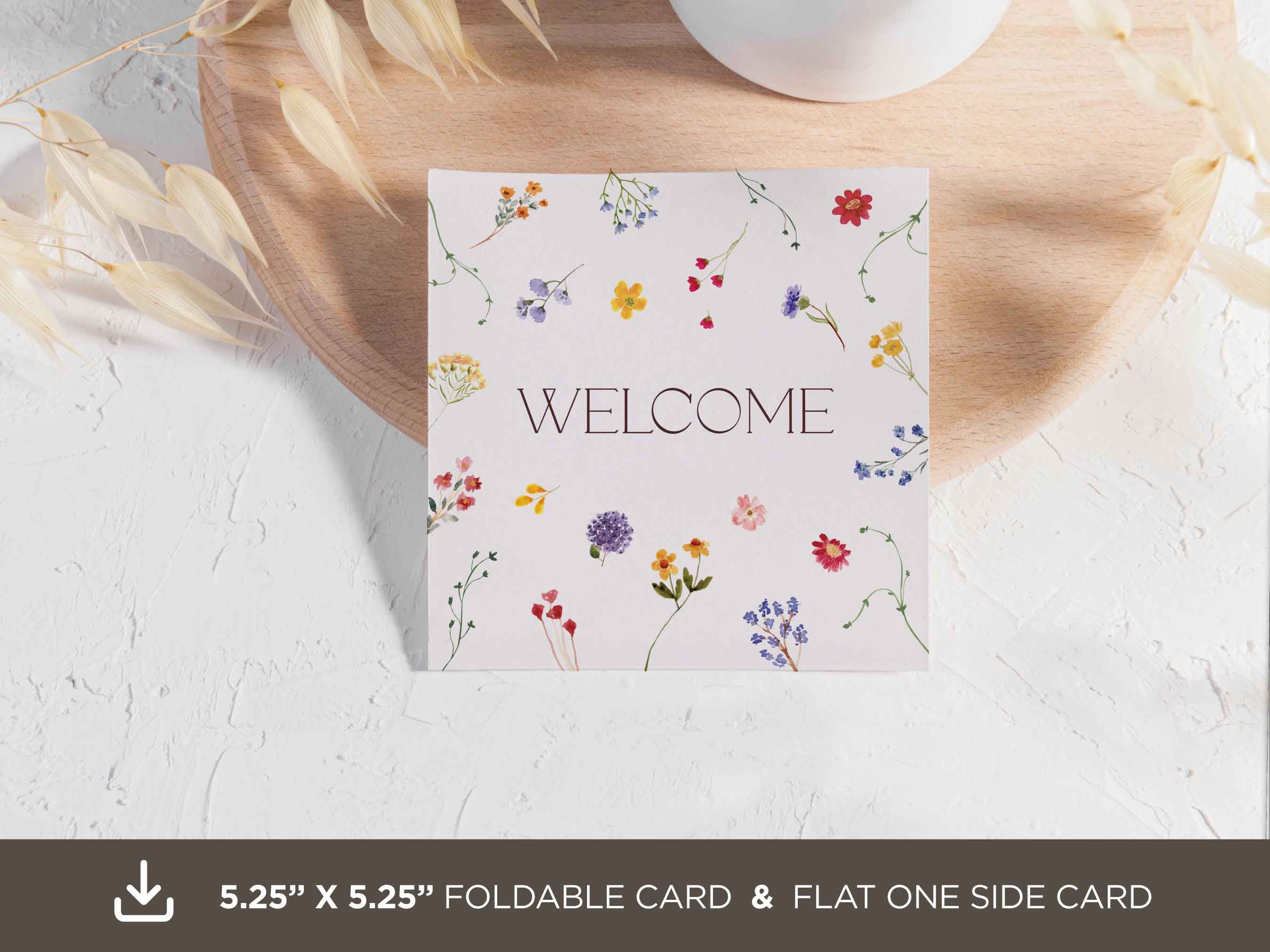 Wildflower Welcome Cards, Printable Wedding Welcome Card, Neighbor ...