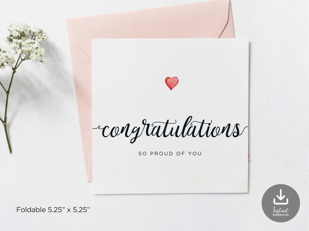 Printable Congratulations Card: Proud of You (digital Download) - Etsy