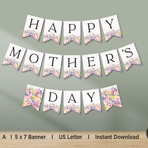 Mother’s Day Printable Floral Banner | DIY Decoration for Brunch, Party ...