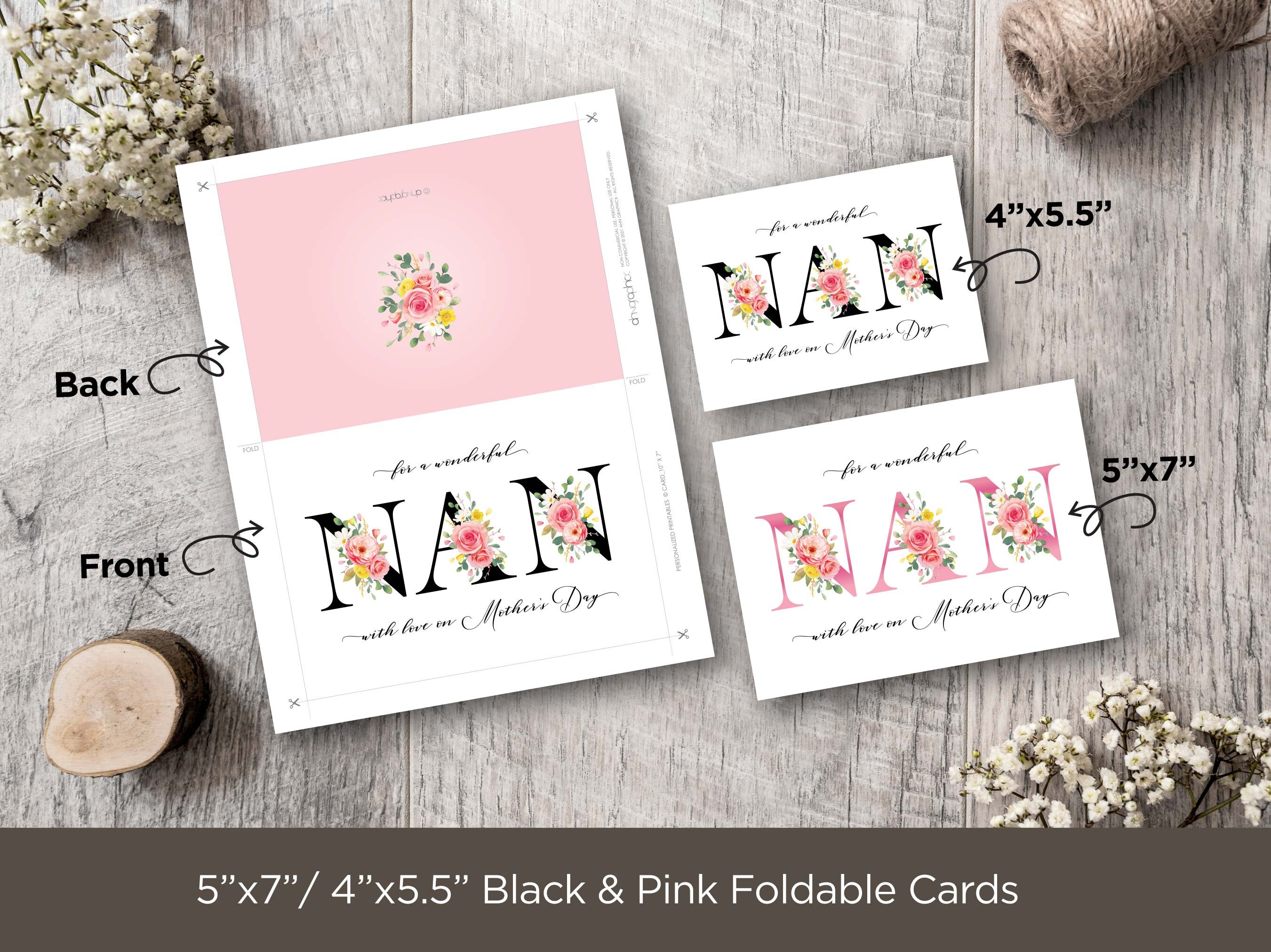Floral Wonderful Mothers Day Nan Printable Card, Floral Mothers Day Nan ...