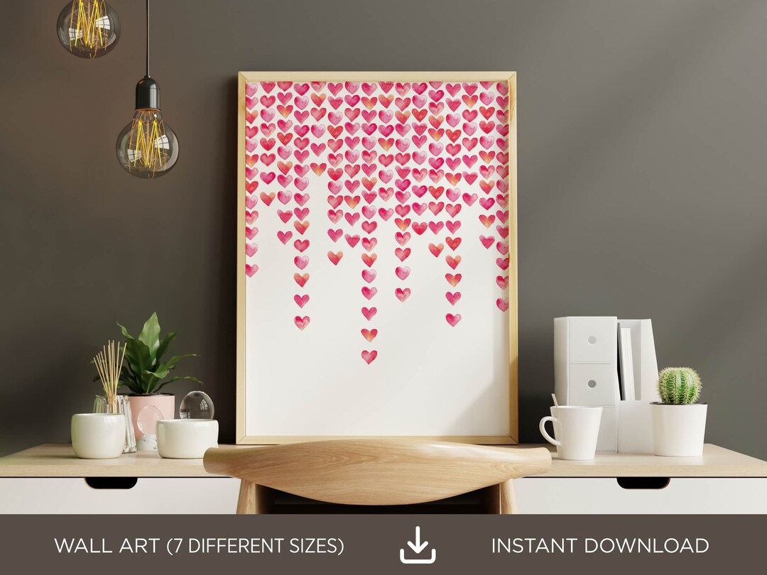 Hearts Printable Home Decor, Hearts Print, Hearts Wall Art, Hearts ...