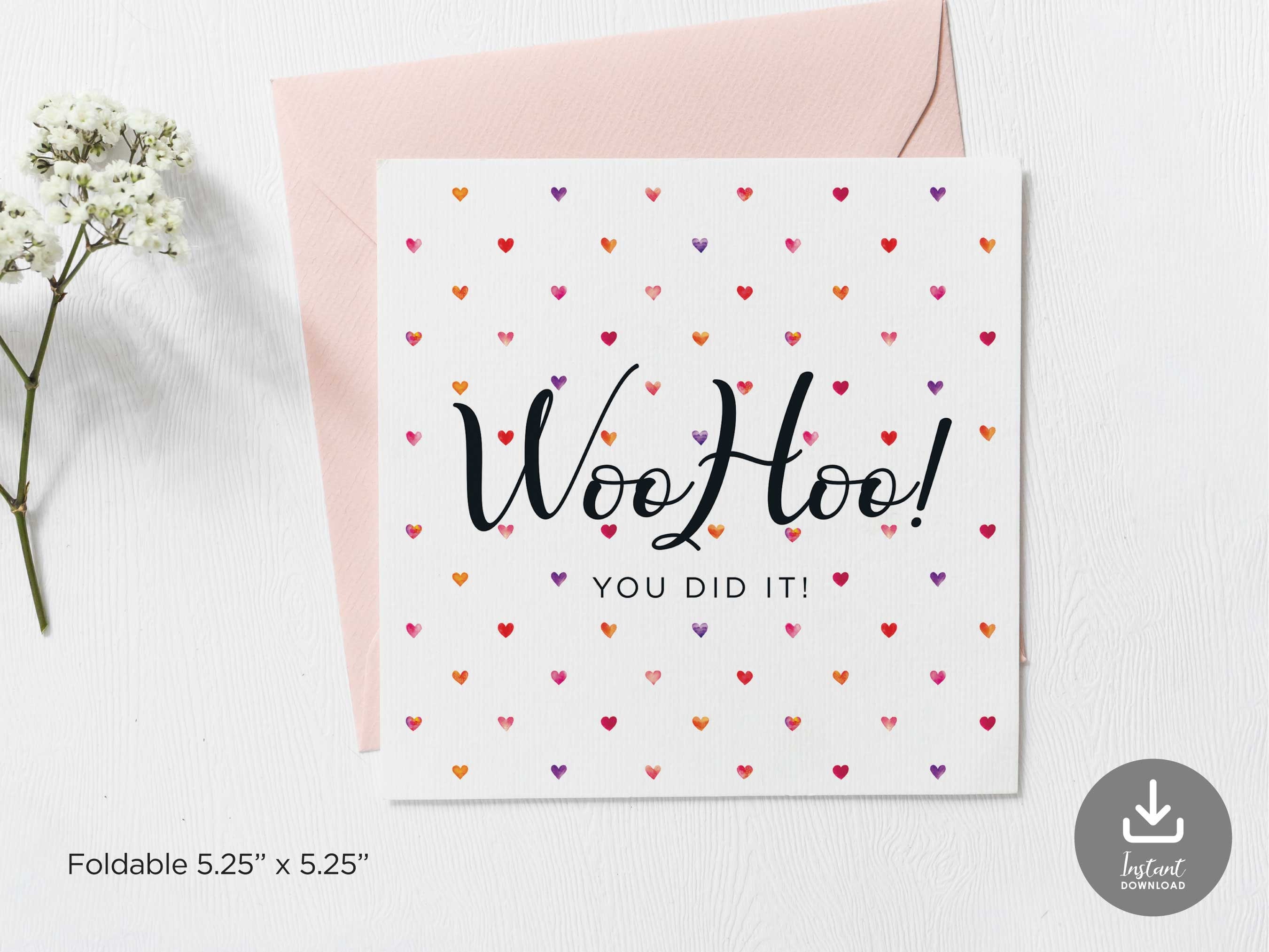 Woohoo Congratulations Card: You Did It! (digital Download) - Etsy