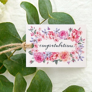 Congratulations Floral PRINTABLE Gift Tag, Congratulations Tags ...