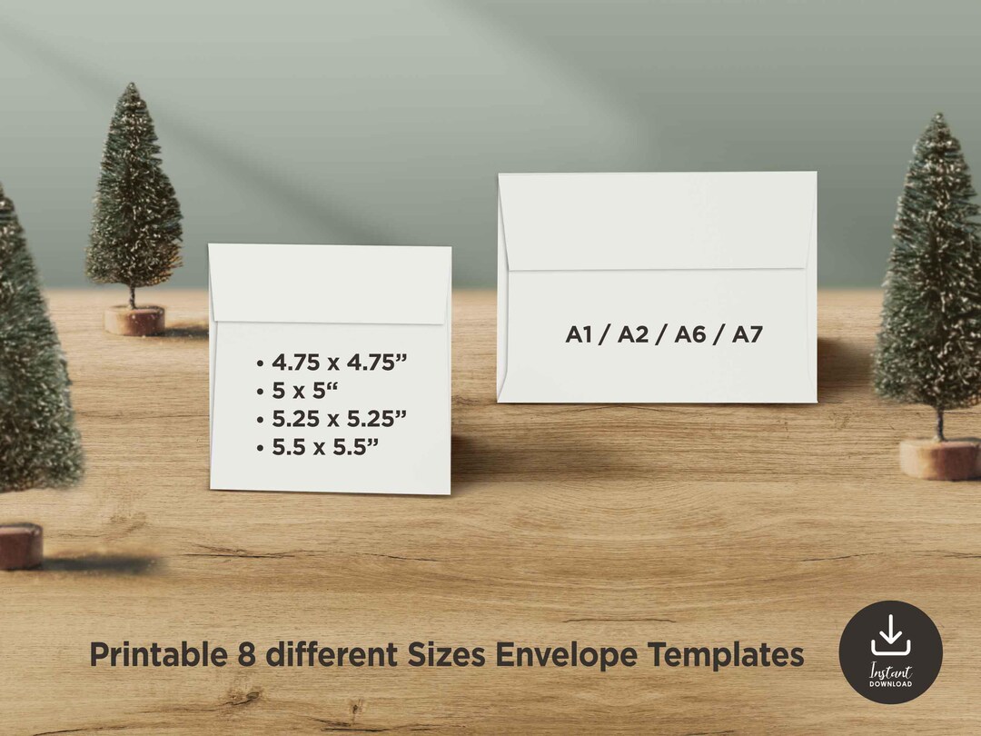 Printable Envelope Templates, Sizes A1,a2,a64x6,a75x7,square Envelope ...