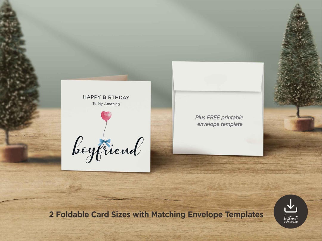 Boyfriend Birthday Card: Printable Square Card (digital Download) - Etsy