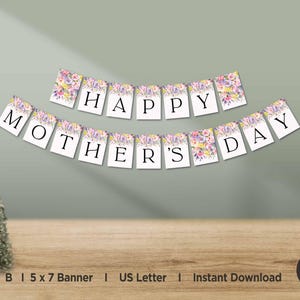 Mother’s Day Printable Floral Banner | DIY Decoration for Brunch, Party ...