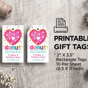 Donut Valentine Gift Tag Classroom Valentine's Day Gift Label Donut ...