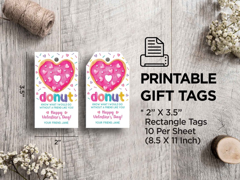 Donut Valentine Gift Tag Classroom Valentine's Day Gift Label Donut ...