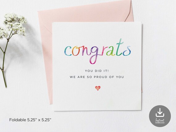 Printable Congratulations Card You Did It Card Proud | Etsy