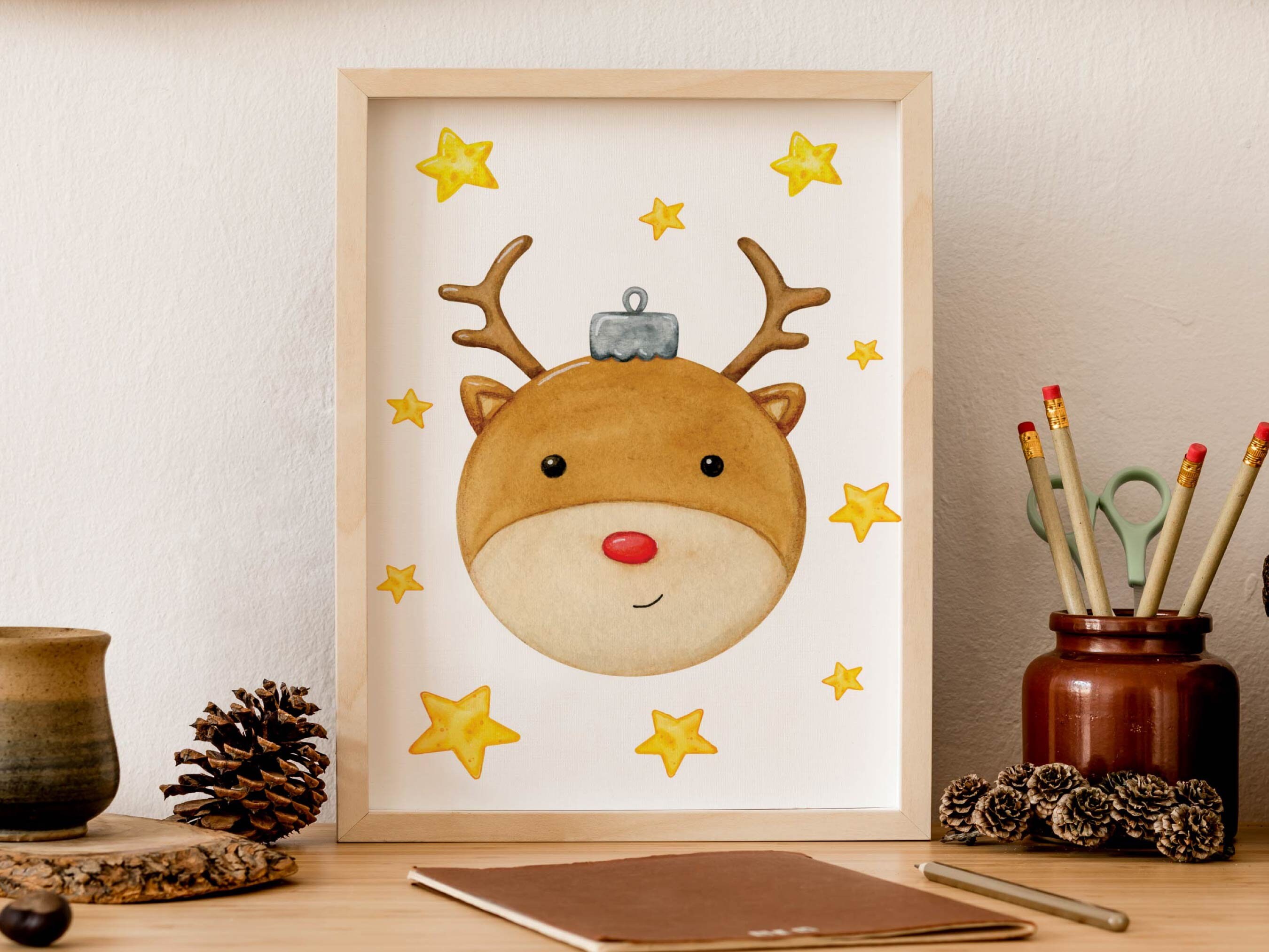 Christmas Deer Printable Holiday Decorchristmas Sign Cute - Etsy