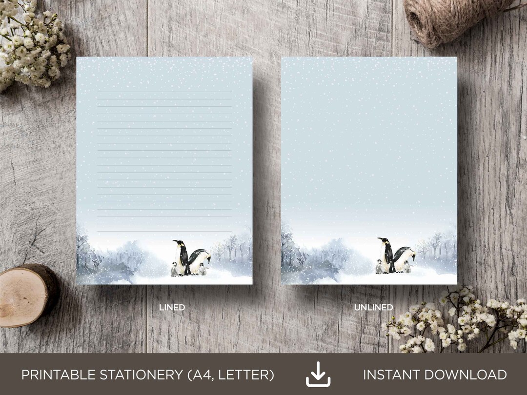 Printable Winter Forest Stationery Writing Paper,winter Stationary ...