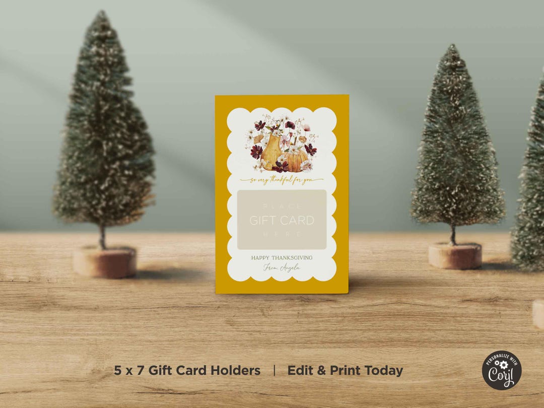 Printable Thanksgiving Gift Card Holder: Editable Template (5x7) - Etsy