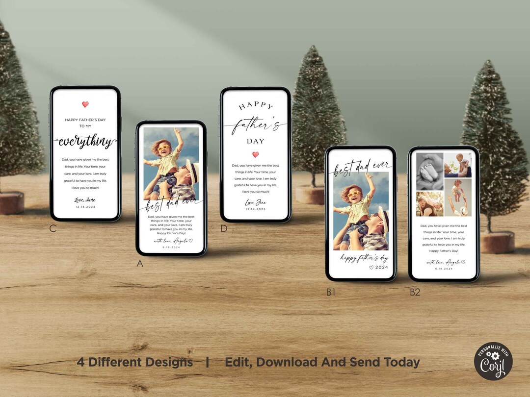 Electronic Father's Day Card Template, Digital Father's Day Card ...