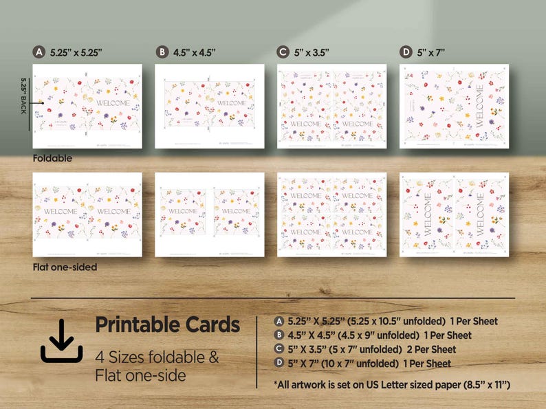 Wildflower Welcome Cards, Printable Wedding Welcome Card, Neighbor ...