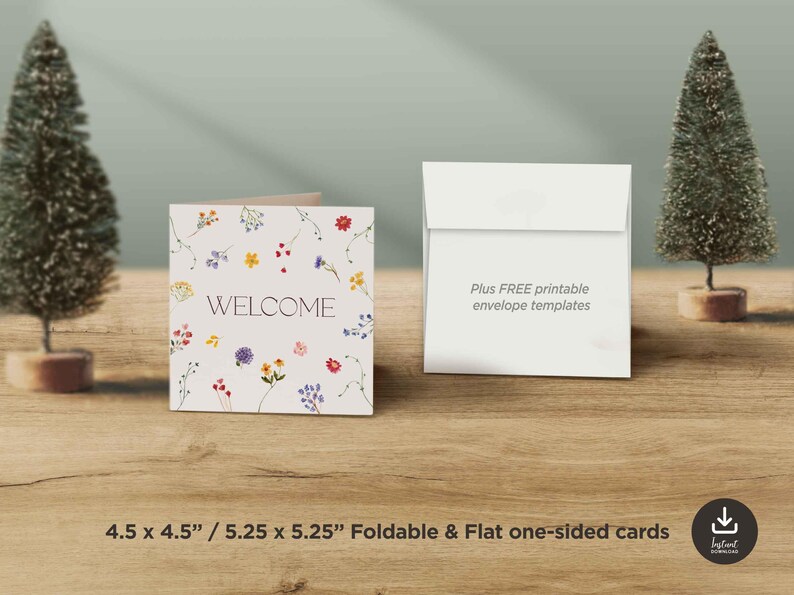 Wildflower Welcome Cards: Printable Greeting Card Set (digital Download ...