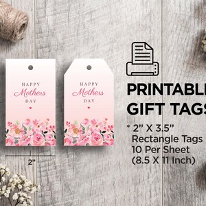Floral Mother's Day Favor Tags: Printable Gift Tags (instant Download ...