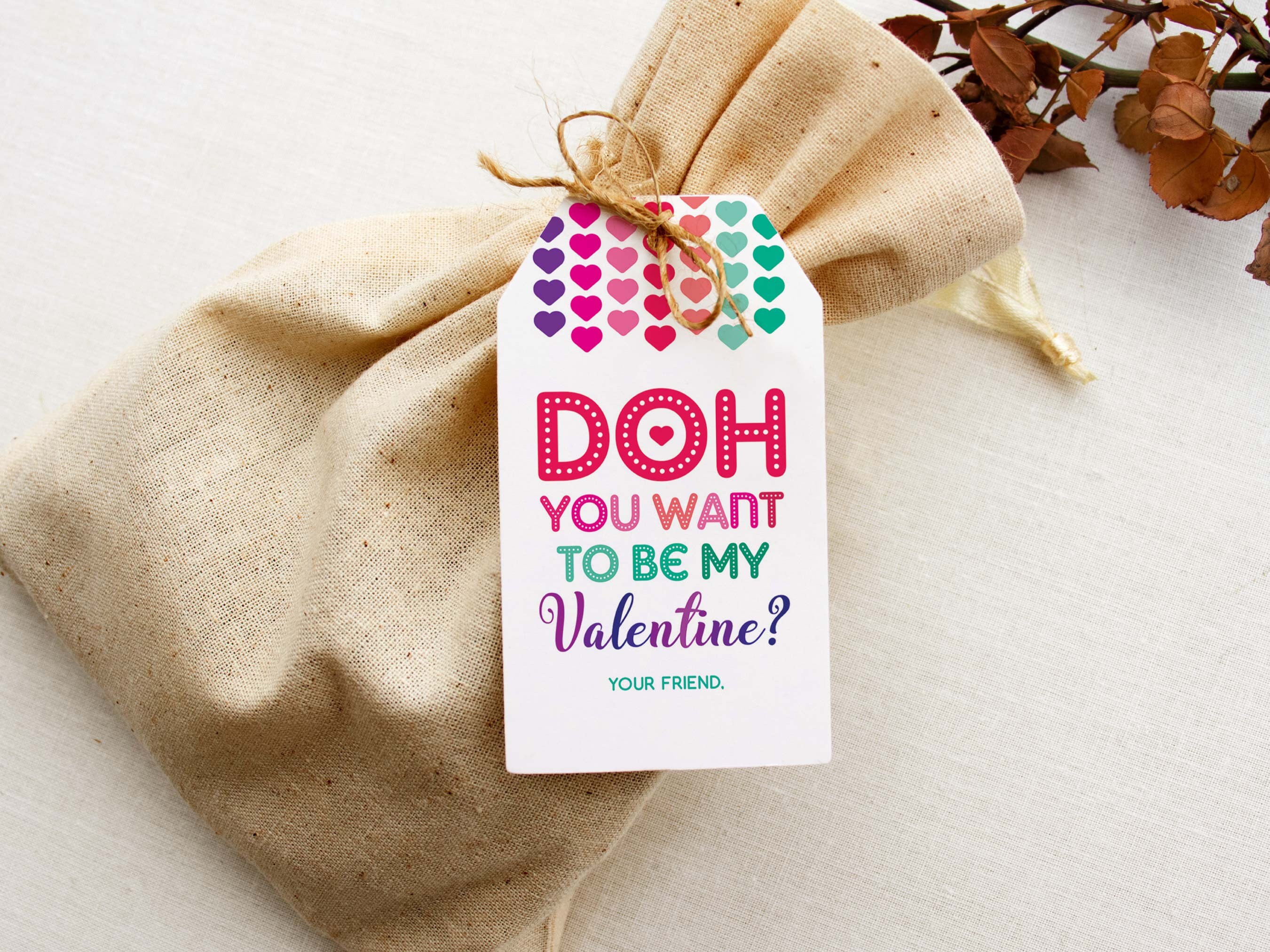 Printable Doh You Want to Be My Valentine Tag, Play Dough Valentine Tag ...