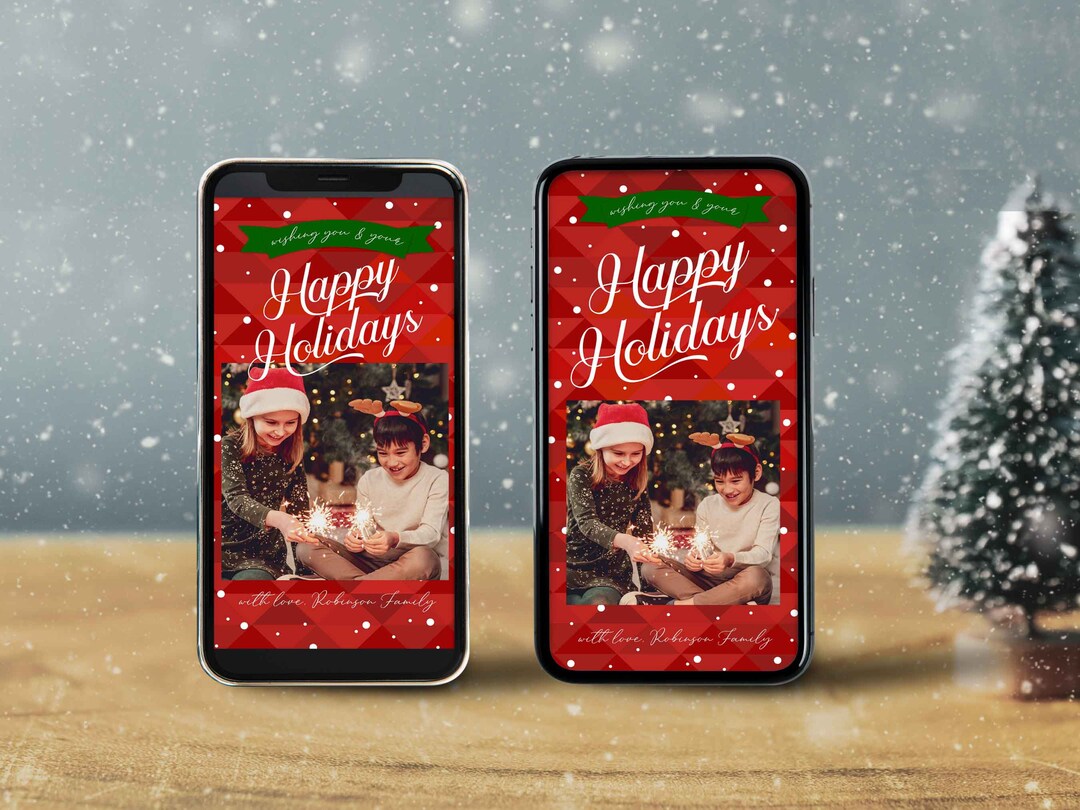 Happy Holidays Card Template, Digital Holiday Card, Electronic ...