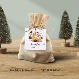 DIY Editable Thankful for You Gift Tag,printable Autumn Favor Tag ...
