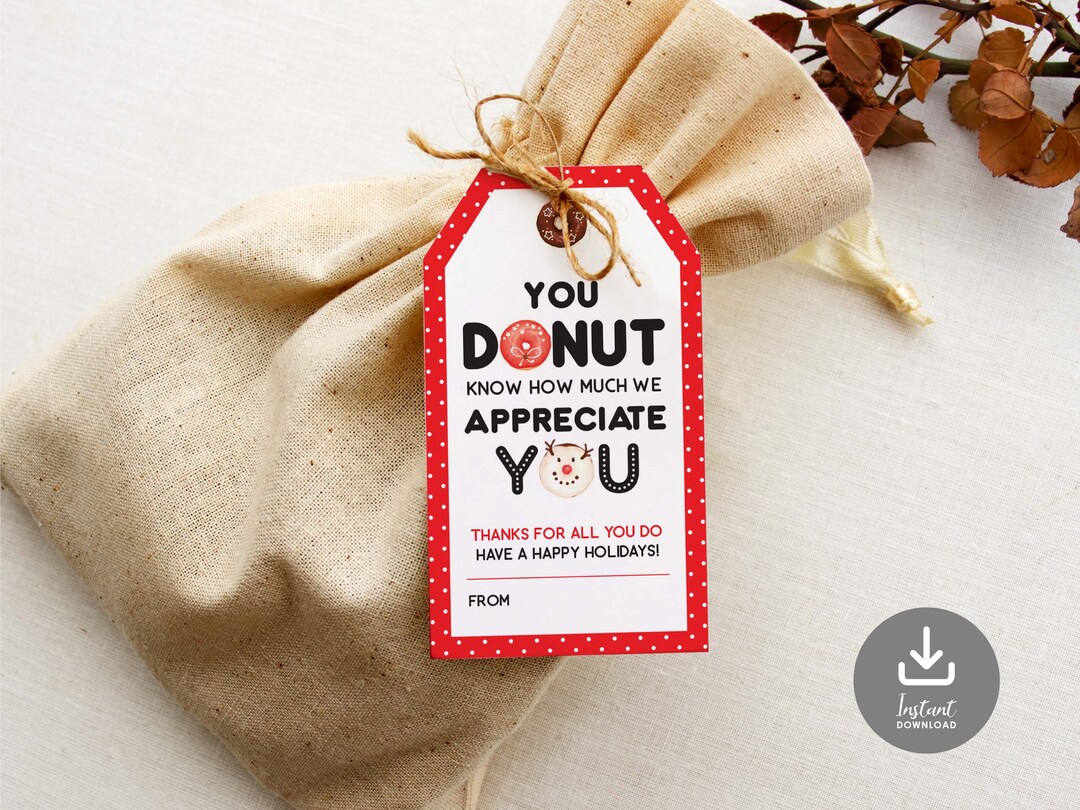Christmas Donut Gift Tag Printable, Teacher Staff Nurse Employee ...
