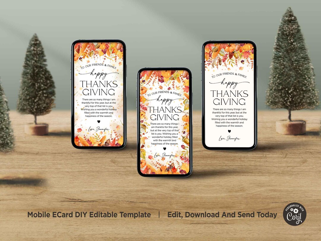 Electronic Thanksgiving Card, Digital Thanksgiving Card, Thanksgiving ...