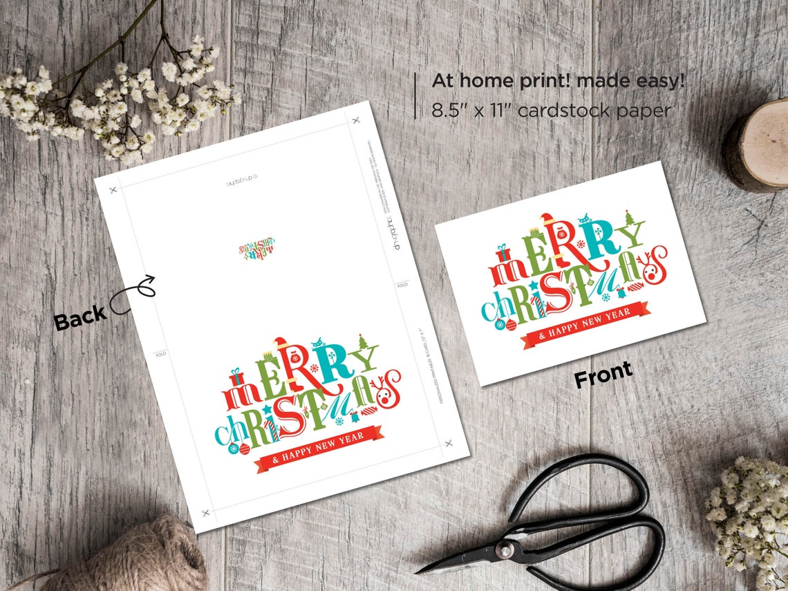 Merry Christmas and Happy New Year Printable Card Printable - Etsy