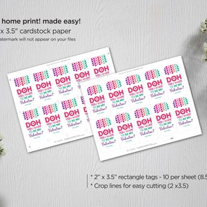 Printable Doh You Want to Be My Valentine Tag, Play Dough Valentine Tag ...