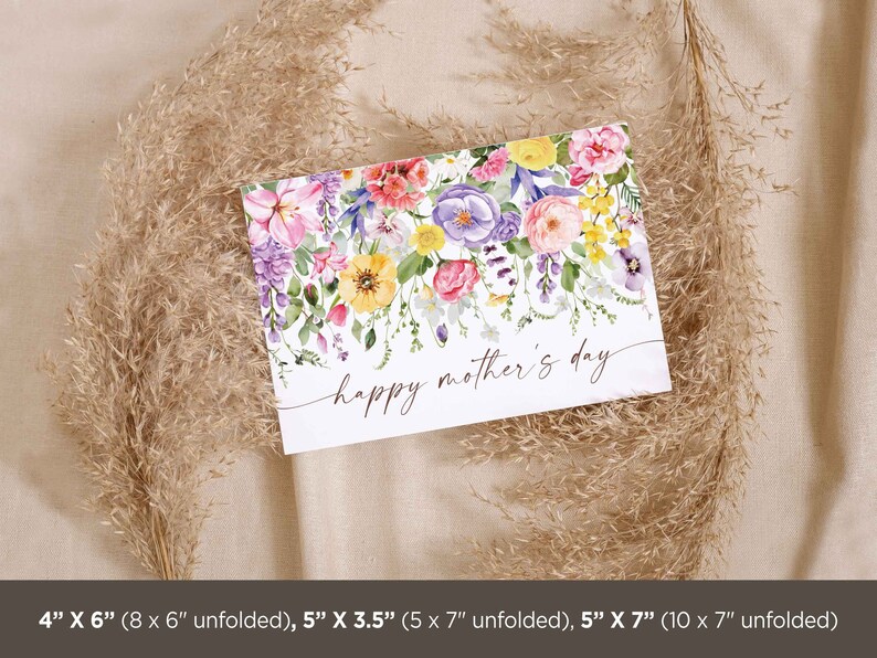 Floral Mothers Day Printable Card Watercolor Floral Mothers Day Card