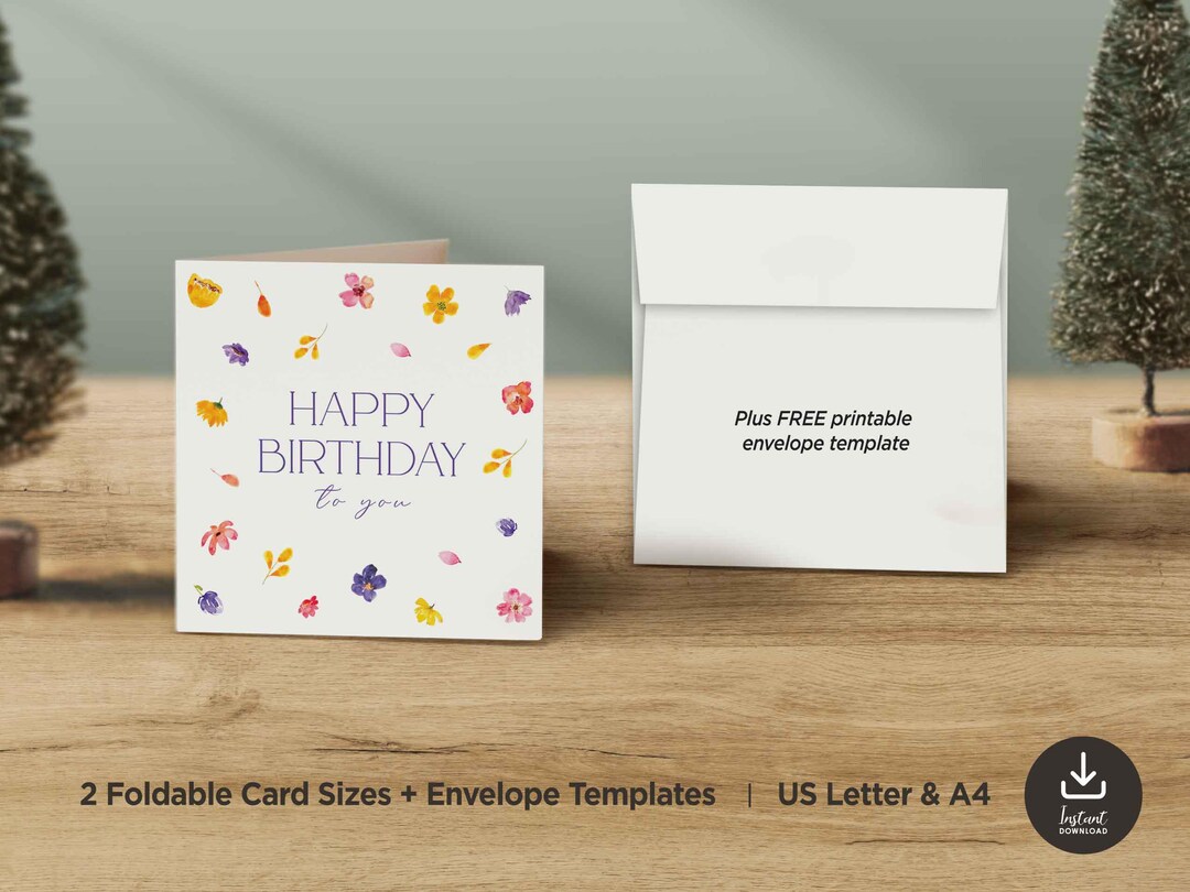 Floral Happy Birthday Card: Printable Greeting Card (digital Download ...