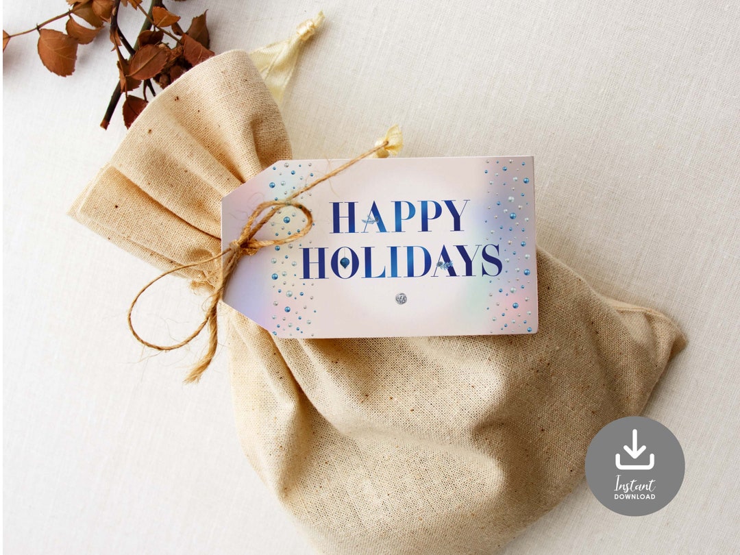 Happy Holidays Tags Printable, Christmas Gift Tags, Holiday Favor Tags ...