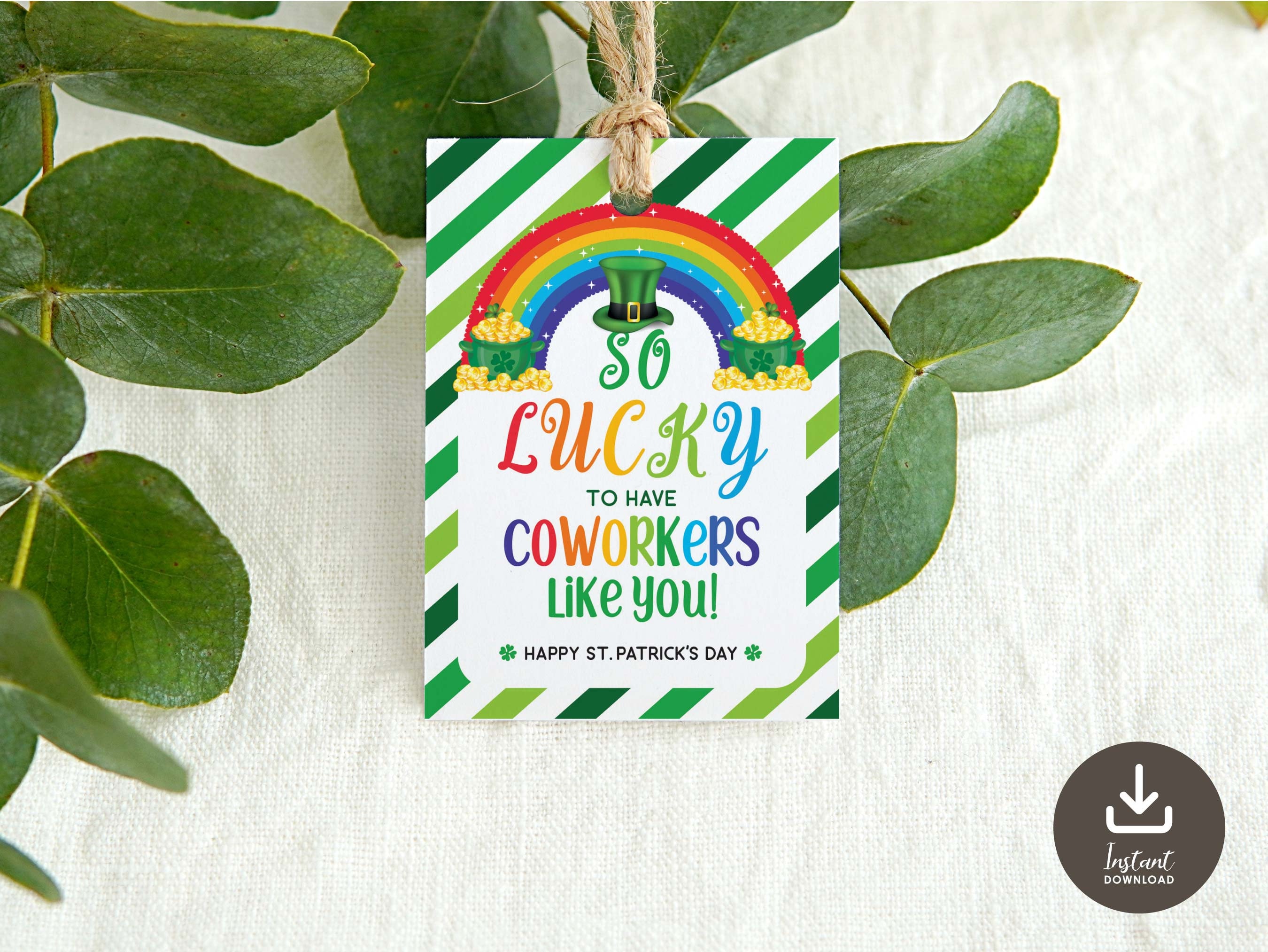 St. Patrick's Day Coworkers Printable Tag,lucky to Have Coworkers Gift ...