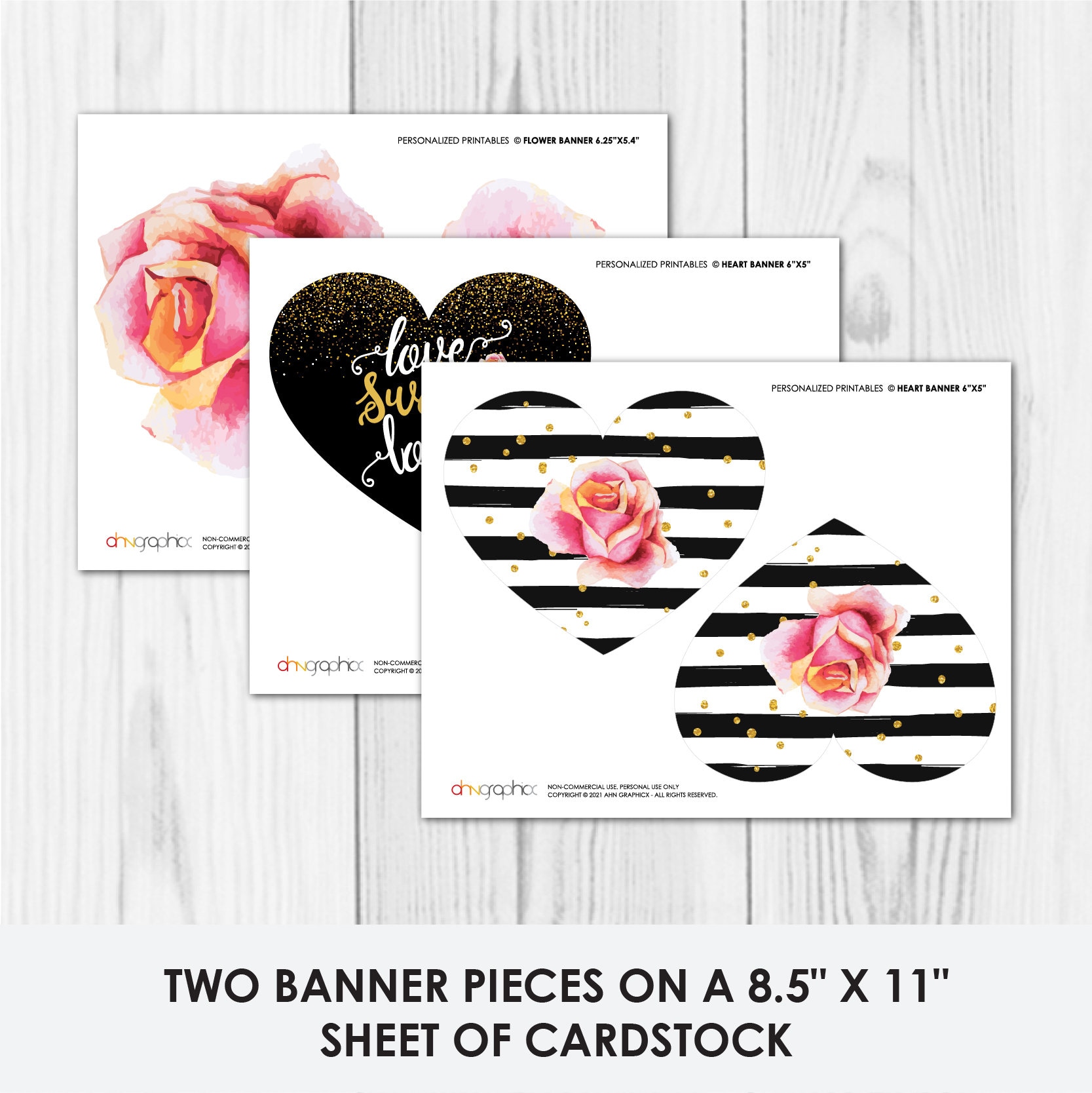 Printable Love Banner, Valentine's Day Banner, Hearts Banner, Love ...