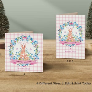 Happy First Mother's Day Card Bunnies Card, Editable Card for Mom, Card for Mom, Card for ...