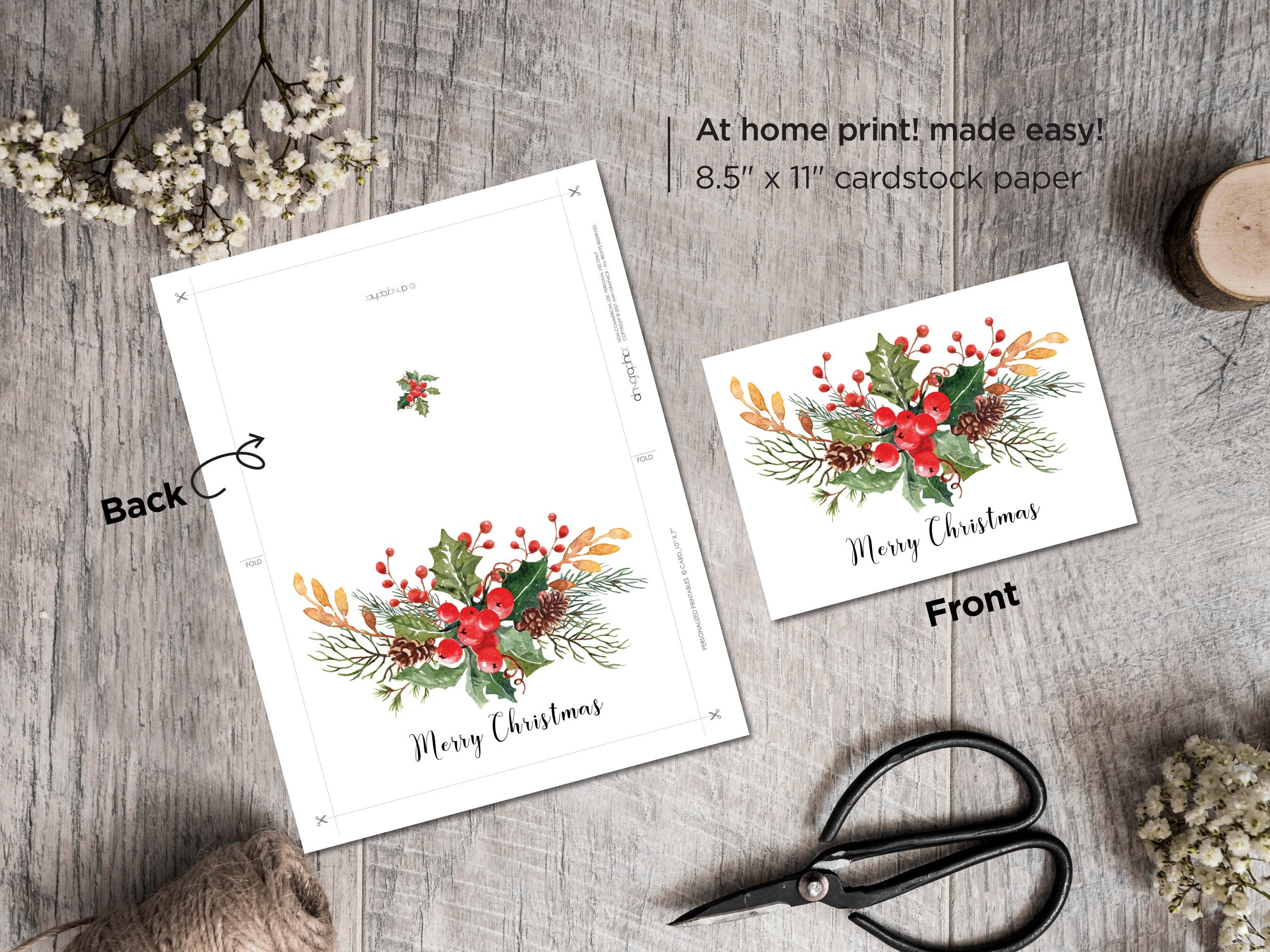 Printable Merry Christmas Card Printable Holiday Card - Etsy