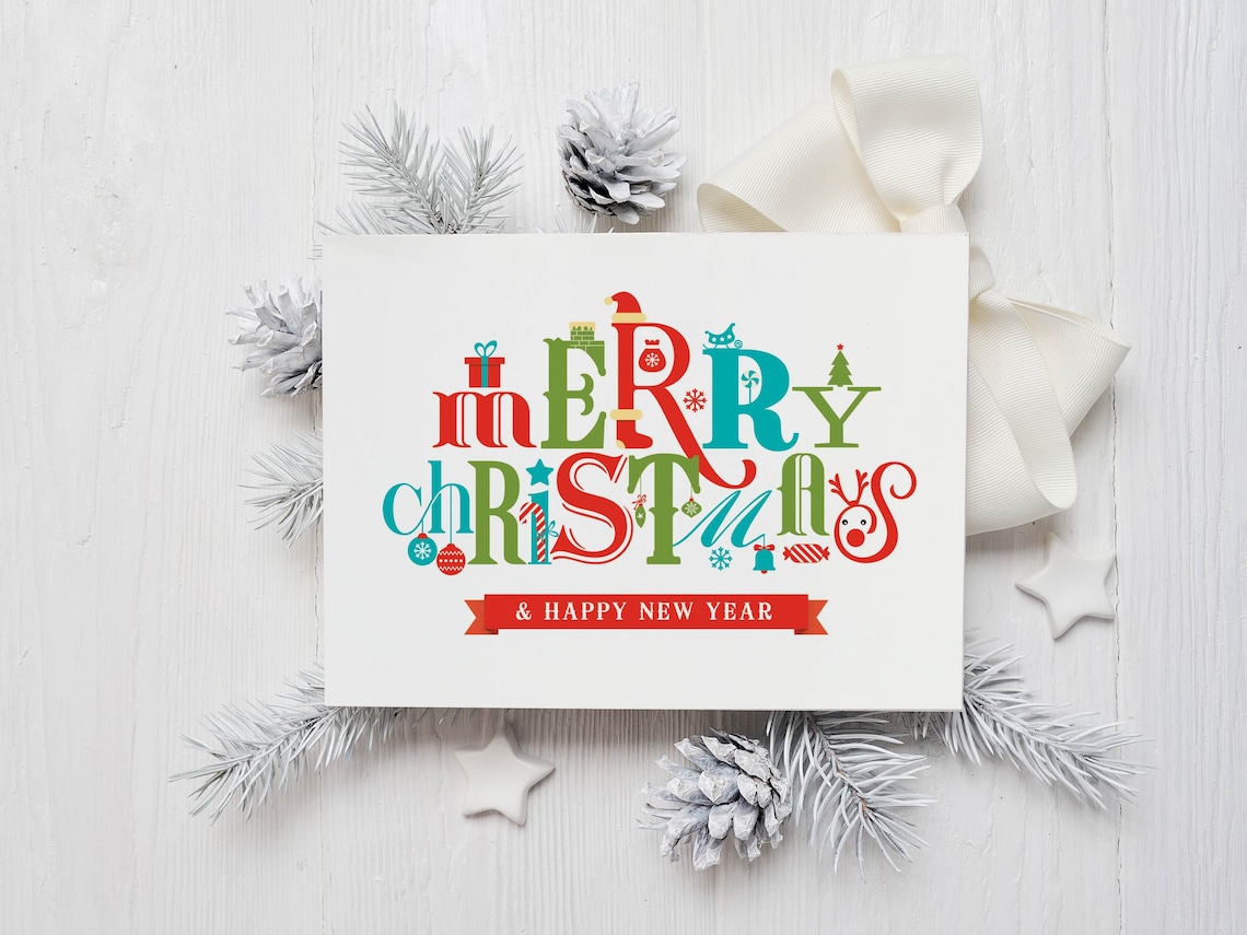 Merry Christmas and Happy New Year Printable Card Printable - Etsy
