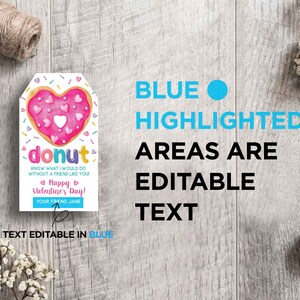 Donut Valentine Gift Tag Classroom Valentine's Day Gift Label Donut ...