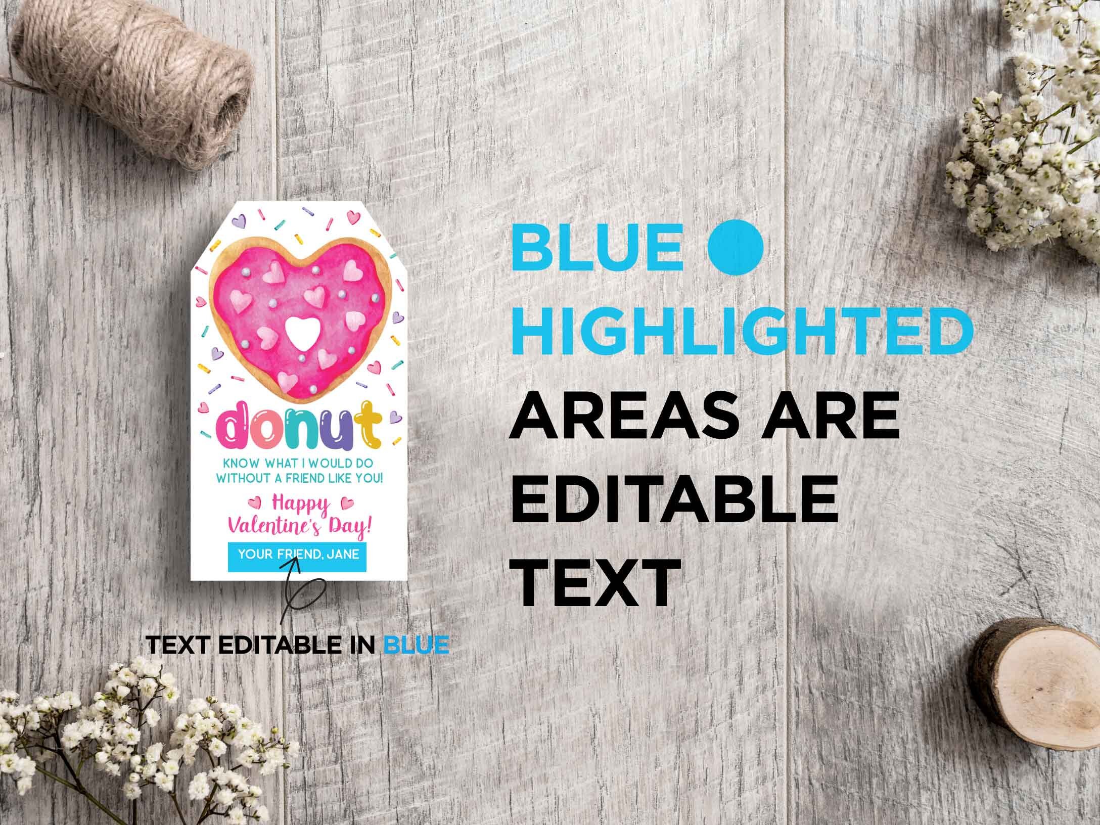 Donut Valentine Gift Tag Classroom Valentine's Day Gift Label Donut ...