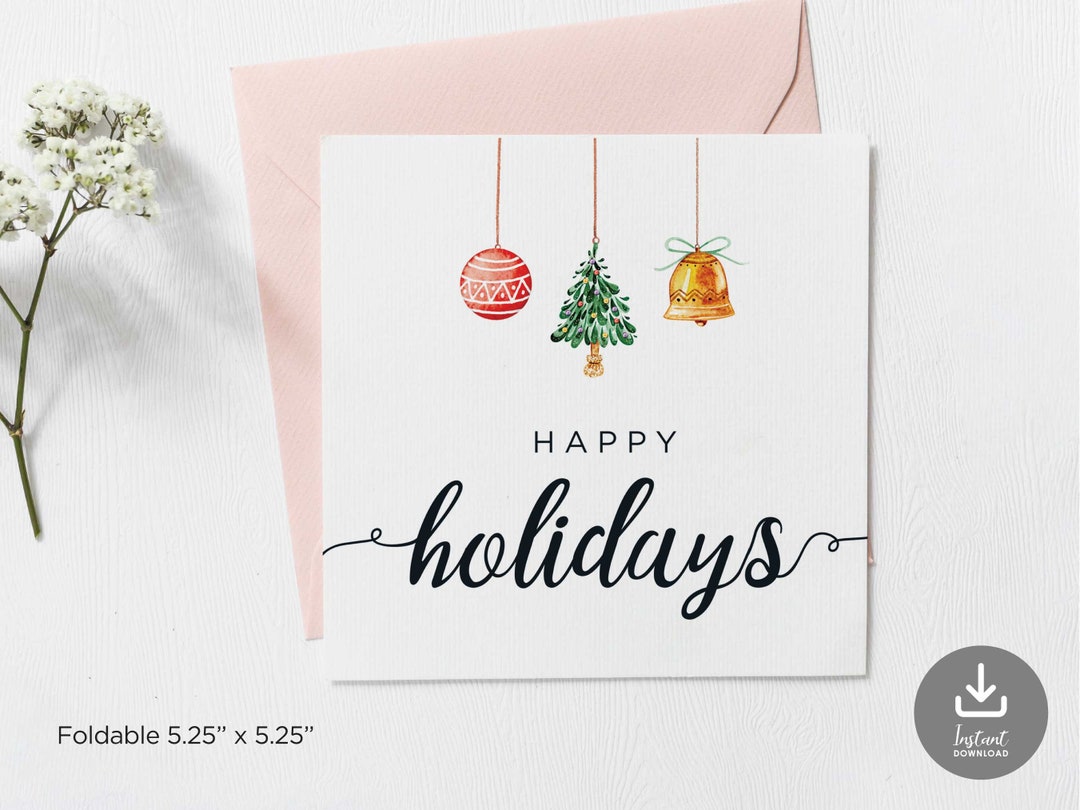 Happy Holiday Printable Cards Printable Holiday Cards - Etsy
