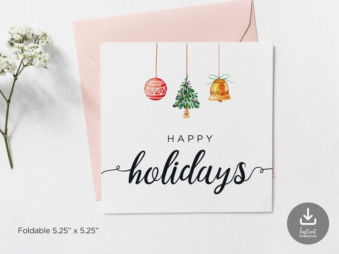 Happy Holiday Printable Cards Printable Holiday Cards - Etsy
