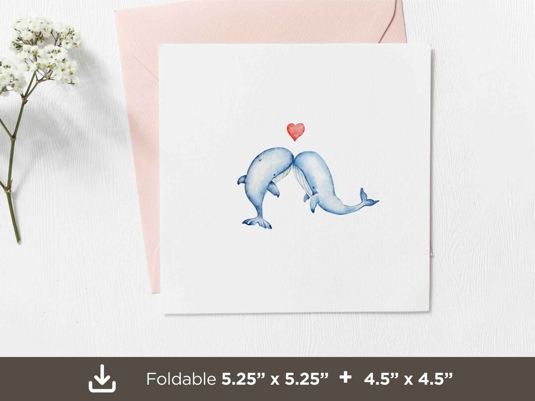 Printable Valentines Day Card, Dolphin Valentine's Day Cute Happy ...