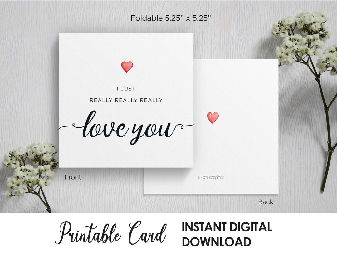Printable Love You Mothers Day Anniversary Valentines Card, Love Card ...