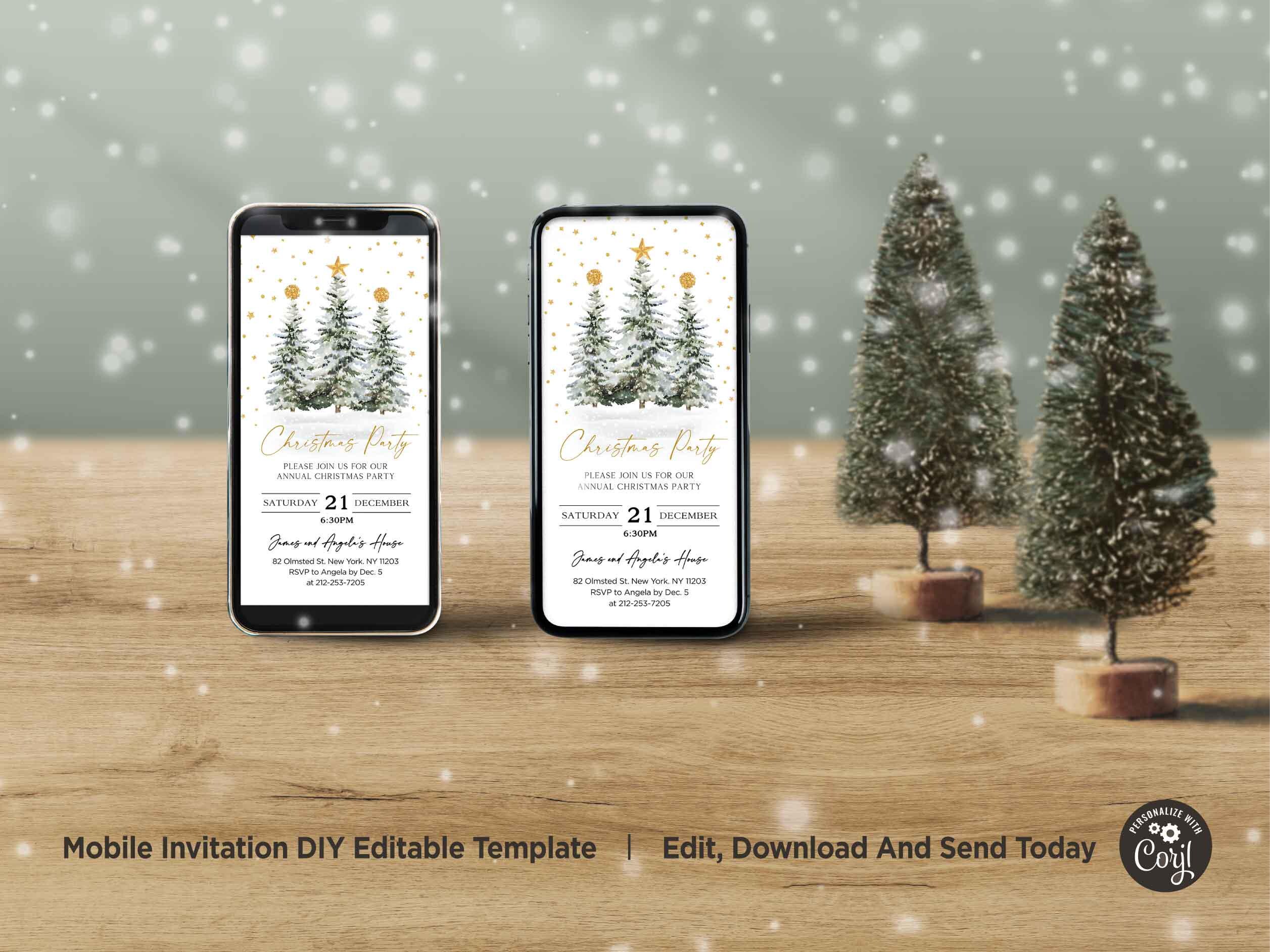 Editable Christmas Party Invitation Template: Mobile Invite (edit With ...