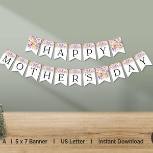 Mother’s Day Printable Floral Banner | DIY Decoration for Brunch, Party ...